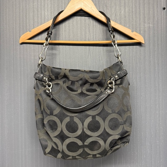 Coach | Bags | Coach Black Purse Signature Brook Op Art Hobo Bag With ...